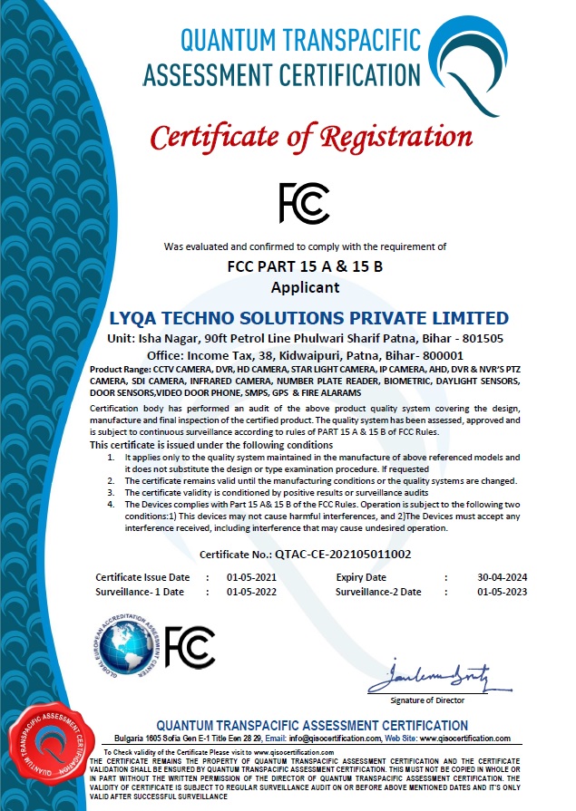 Company Certification - LYQA Let's Build a Safer Society | best cctv ...