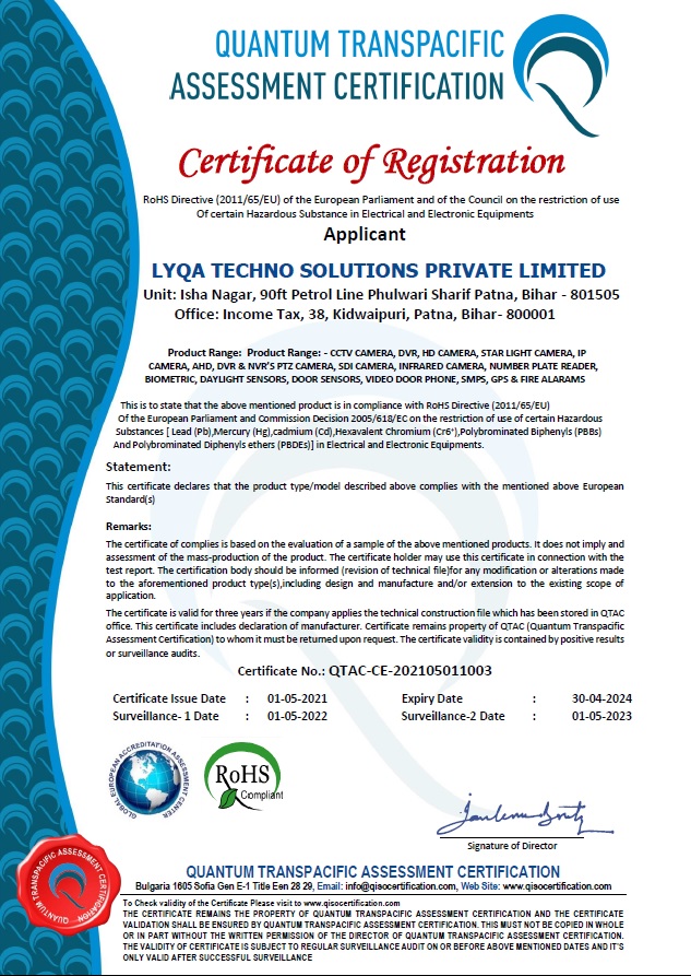 Company Certification - LYQA Let's Build a Safer Society | best cctv ...